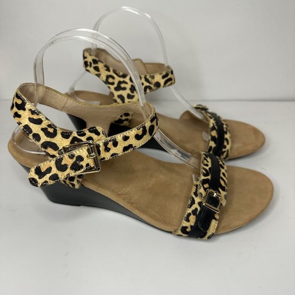 Vionic | Shoes | Vionic Noble Laurie Wedge Sandal Tan Leopard Calf Hair ...